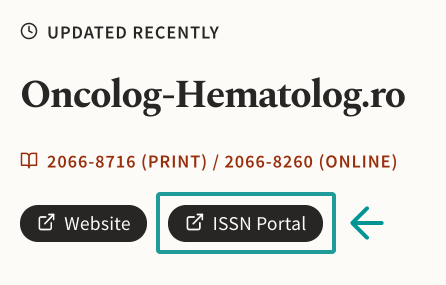 Journal landing pages now link out to the journal’s entry in the ISSN ...